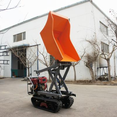 China Factory Supply Mini Crawler Type Gas Engine Dumper with Hydraulic Scissor Lifter for sale