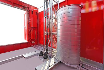 Cina Doppia gru elettrica rossa 380V 50Hz, gru del materiale da costruzione della gabbia di industriale in vendita
