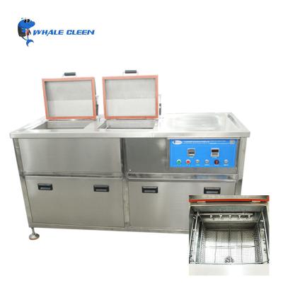 China 24 kW verwarmingskracht Twee tanks Industriële ultrasoonreiniger voor motorreiniging in zware industrieën Te koop