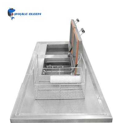 China Industrial Ultrasonic Cleaning Machine 61L With Two Baths Cleaning Heating Spraying for sale