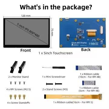 Quality 800x480 IPS TFT Screen 5 Inch Raspberry Pi Touch Display YQ84-5DSI for sale