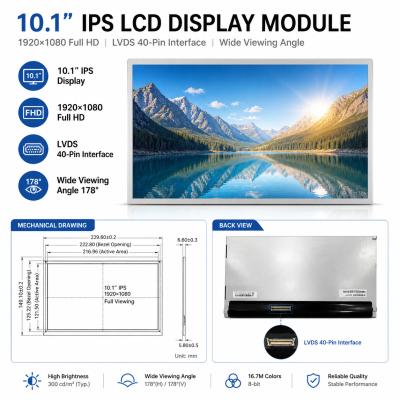 China 1920x1080 IPS LCD Module Full HD LVDS Screen 10.1 Inch For HMI And Embedded Devices for sale
