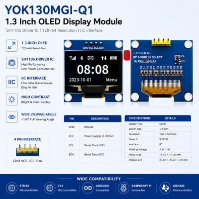 China 128x64 OLED Screen Module Compact 1.3 Inch I2C OLED Display For Arduino Raspberry Pi STM32 for sale