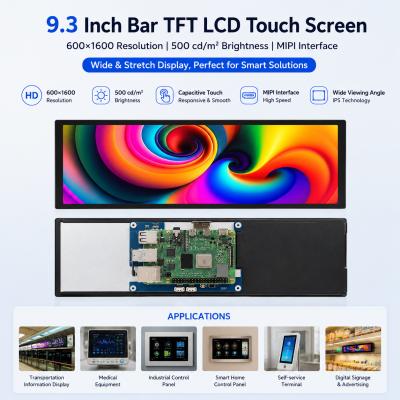 China 9.3 Inch Bar Type TFT 600×1600 Resolution Bar Type LCD 500 Nits With MIPI Interface for sale