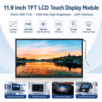 China 11.9 Inch Full HD TFT LCD Touch Screen 1920x1080 eDP Interface Display 1000 Nits for sale