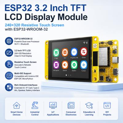 China 3.2 Inch ESP32 Display Module 240x320 Resistive Touch Screen With ESP32-WROOM-32 for sale