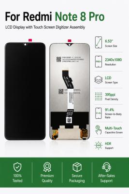 China Redmi Note 8 Pro LCD Display 6.53 Inch Mobile Display Assembly 2340x1080 With Touch Digitizer for sale