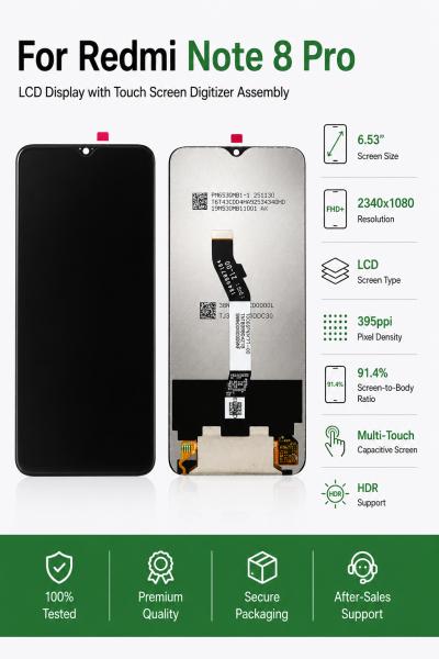 Quality Redmi Note 8 Pro LCD Display 6.53 Inch Mobile Display Assembly 2340x1080 With Touch Digitizer for sale