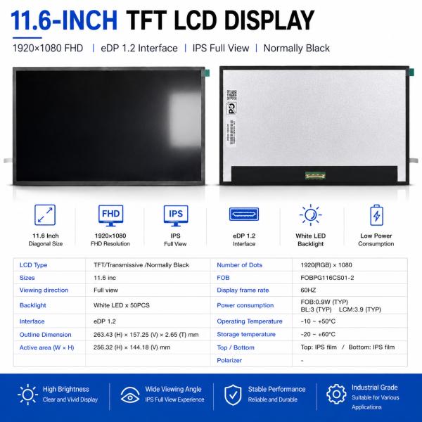 Quality 11.6 Inch TFT LCD Display Panel | 1920×1080 Full HD IPS | eDP 1.2 Interface | Laptop Replacement LCD Screen for sale