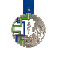 China Custom Precision Engraved Marathon Medals Zinc Alloy 1.5 Inch Ribbon for sale
