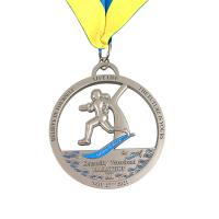 China Custom Precision Engraved Marathon Medals Zinc Alloy 1.5 Inch Ribbon for sale