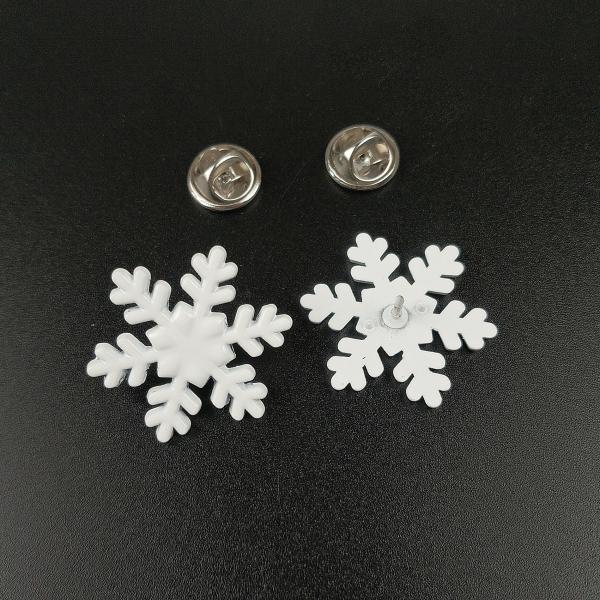 Quality Metallic Glitter Snowflake Pin Badge Custom Zinc Alloy / Iron / Brass No Minimum for sale