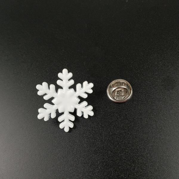 Quality Metallic Glitter Snowflake Pin Badge Custom Zinc Alloy / Iron / Brass No Minimum for sale