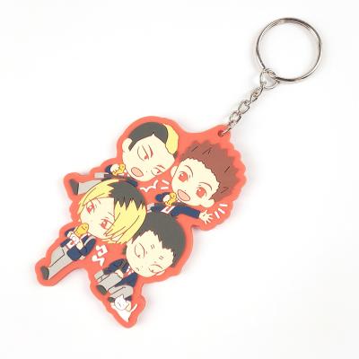 Quality OEM Customized 3D PVC Rubber Keychain Keyrings With 2-Side Logo For Marketing for sale