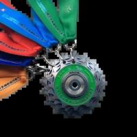 Quality Combination 5 Gear Cycling Custom Race Medal Logo Printed / Die Cast for sale