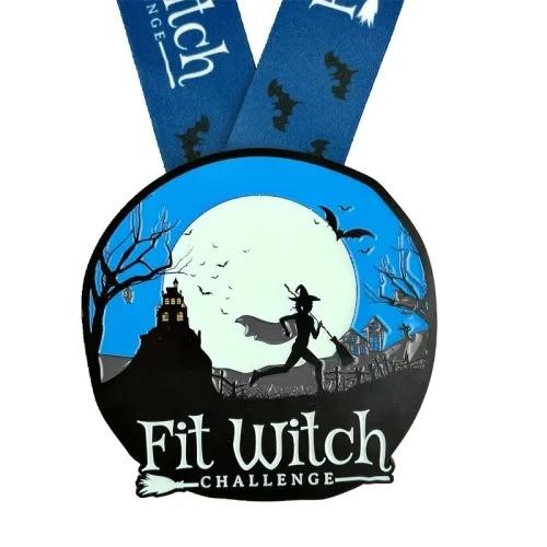 Quality Customized Glowing Fit Witch Challenge Halloween Medal In Luminous Colors for sale