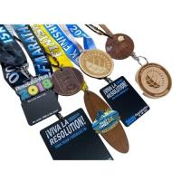 China Custom Eco-Friendly Wooden Medals with Ribbon 1 Inch Width 15 Inch Length for sale