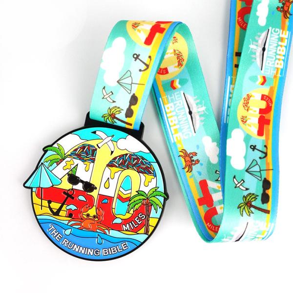Quality Large Size Multi color Filled Zinc Alloy Metal Award Medal 3D UV Printed for sale
