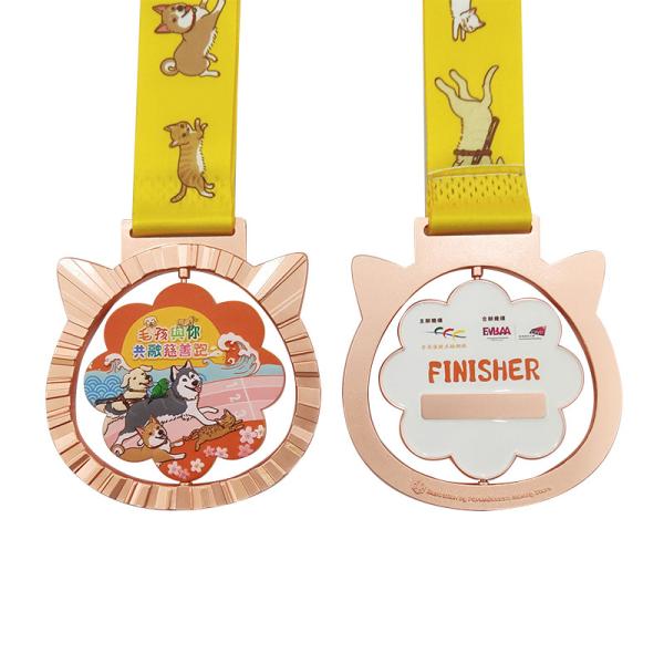 Quality Finishing Pet Sports Charity Personalised Running Medal Rotatable Medal for sale