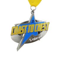 China Custom Die Casting Star Shaped Medal with Lacquer Baked 1.5 Inch Ribbon for sale
