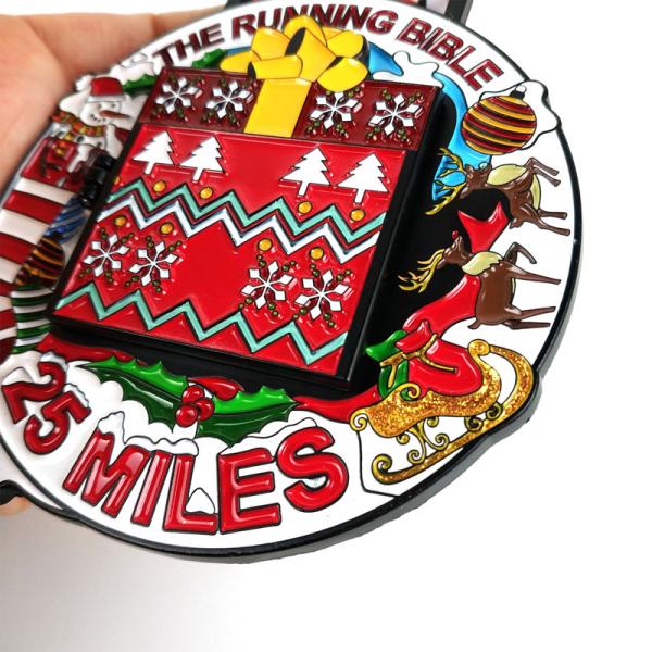 Quality Personalized Christmas Medal | Santa Running Medal for sale