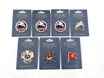 Quality Titanic Legacy Artisan Crafted Lapel Pin Ship Wheel Vibrant Red Flag Soft Enamel for sale