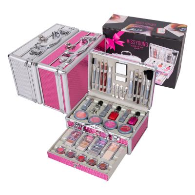 China Professional 2023 Sliver Rose Aluminum Case Makeup Sets Cosmetics Make Up Kit Normal Size Luxury Wholesale Private Customization Logo Take O factory