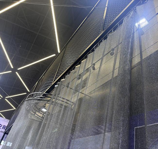 Close-up view of ring mesh curtain texture