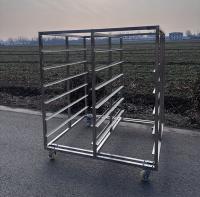 Quality 500kg Stainless Steel Bakery Trolley Double Row Bakery Rack Trolley for sale