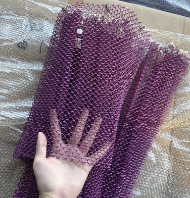 China Purple Fireproof Metal Mesh Curtain Stainless Steel Mesh Curtain for sale