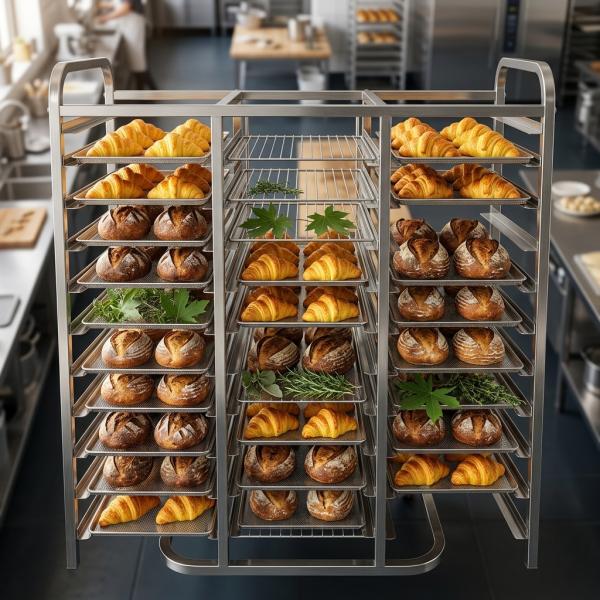 Quality 304SS Baking Rack Trolley 1.1mm-1.3mm Thickness Bakery Trolleys For School for sale