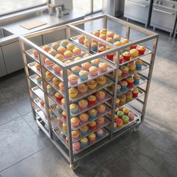 Quality SS304 Bakery Cooling Rack Trolley 20 Tiers Bakery Oven Trolley for sale