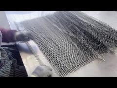 A step in the manufacturing process of a wire mesh conveyor belt