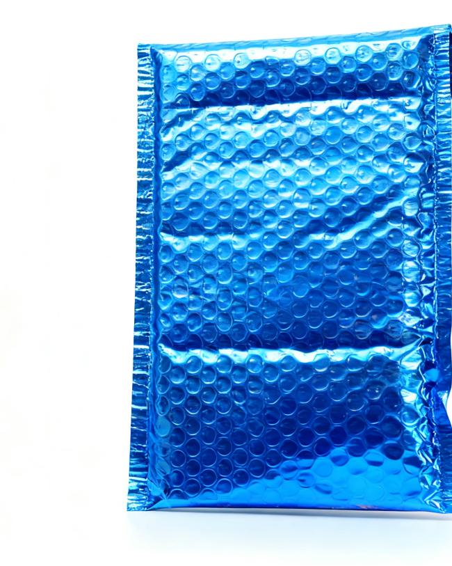 Plastic bubble bags packaging solution showing multiple sizes and colors