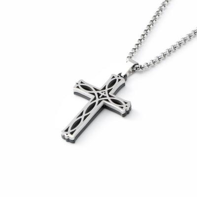 Cina Nuovi gioielli in acciaio inossidabile con disegni alla moda e personalizzati, collana scavata, semplice pendente di croce maschile in vendita
