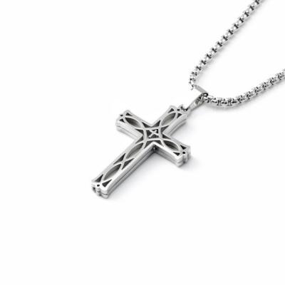 Cina Nuovi gioielli in acciaio inossidabile con disegni alla moda e personalizzati, collana scavata, semplice pendente di croce maschile in vendita