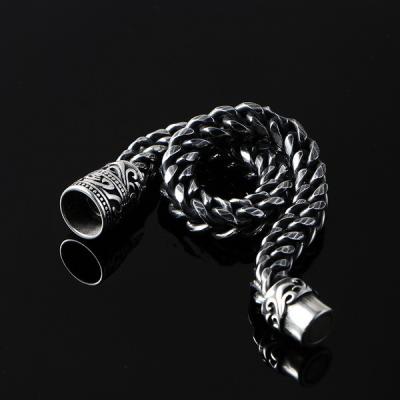 Quality Stainless steel men's bracelet with retro patterned surface cast magnetic buckle for sale
