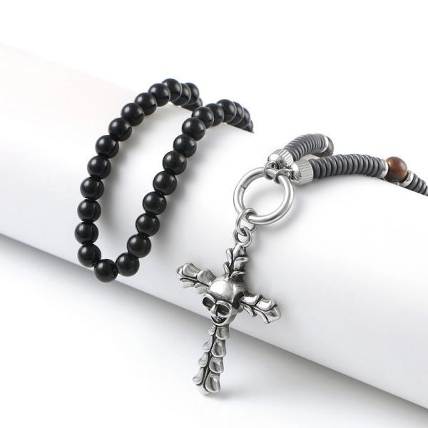 Quality Retro hip-hop stainless steel cross skull pendant, trendy boyfriend necklace for sale