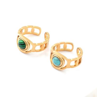 China Ring women's fashion niche design sense titanium steel peacock stone women's ring light luxury temperament versatile open index finger ring for sale
