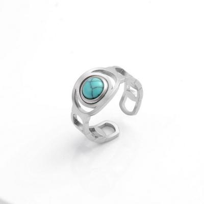 China Ring women's fashion niche design sense titanium steel peacock stone women's ring light luxury temperament versatile open index finger ring for sale