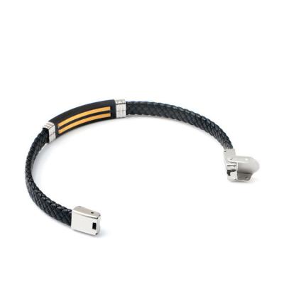 Cina Braccialetto di cuoio a corda trendy retro cuoio tessuto in acciaio inossidabile braccialetto maschile di moda in vendita
