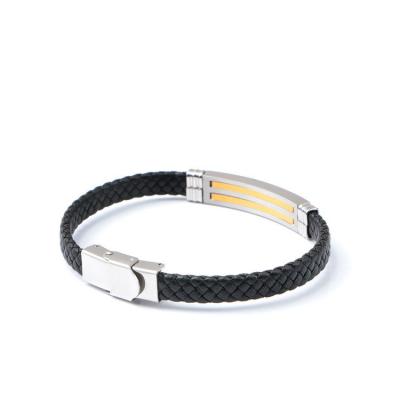 Cina Braccialetto di cuoio a corda trendy retro cuoio tessuto in acciaio inossidabile braccialetto maschile di moda in vendita