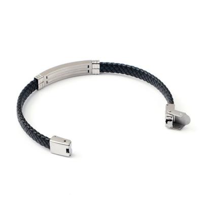 Cina Braccialetto di cuoio a corda trendy retro cuoio tessuto in acciaio inossidabile braccialetto maschile di moda in vendita