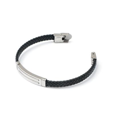 Cina Braccialetto di cuoio a corda trendy retro cuoio tessuto in acciaio inossidabile braccialetto maschile di moda in vendita