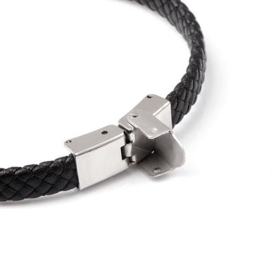 Cina Braccialetto di cuoio a corda trendy retro cuoio tessuto in acciaio inossidabile braccialetto maschile di moda in vendita