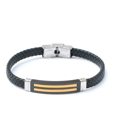 Cina Braccialetto di cuoio a corda trendy retro cuoio tessuto in acciaio inossidabile braccialetto maschile di moda in vendita