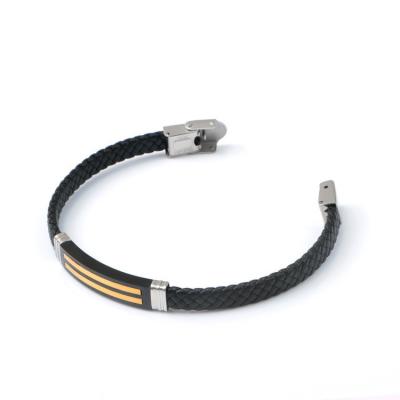 Cina Braccialetto di cuoio a corda trendy retro cuoio tessuto in acciaio inossidabile braccialetto maschile di moda in vendita