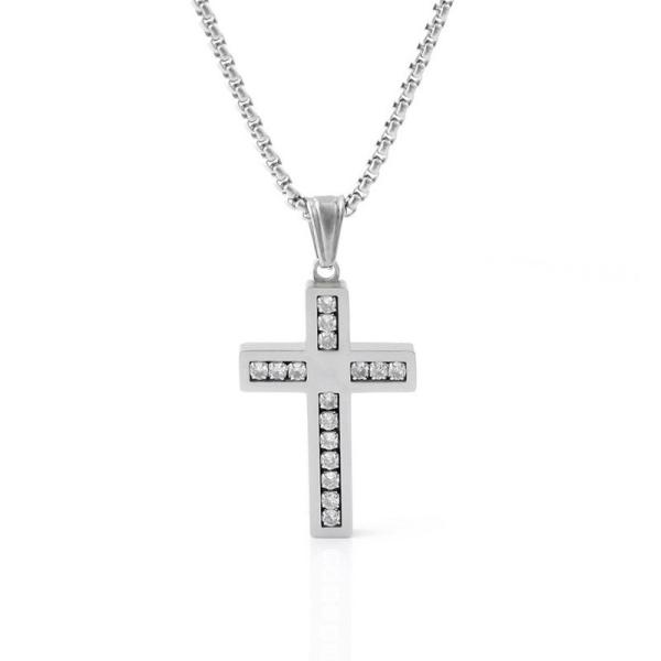 Quality High quality non fading diamond cross pendant, light luxury fashion long necklace for men for sale