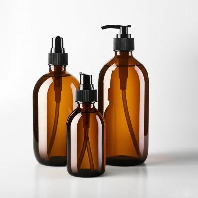 China Round Amber Cosmetic Bottles Ideal for Storing and Dispensing Products Free Samples Provided for sale