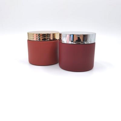 China 200ml Red Matte Double Wall Plastic Jars For Scrub Body Care for sale